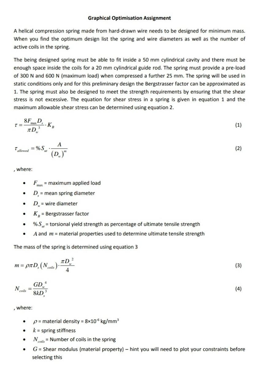 Solved Graphical Optimisation Assignment A helical | Chegg.com