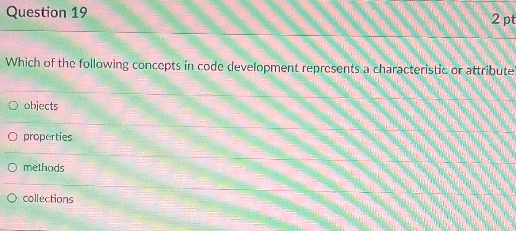 Solved Question 19Which of the following concepts in code | Chegg.com