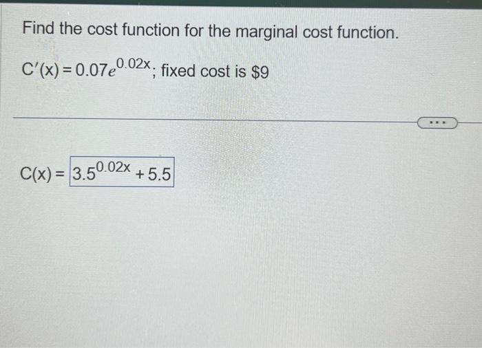 Solved Find the cost function for the marginal cost | Chegg.com