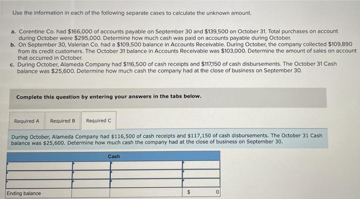 Solved Use the information in each of the following separate | Chegg.com
