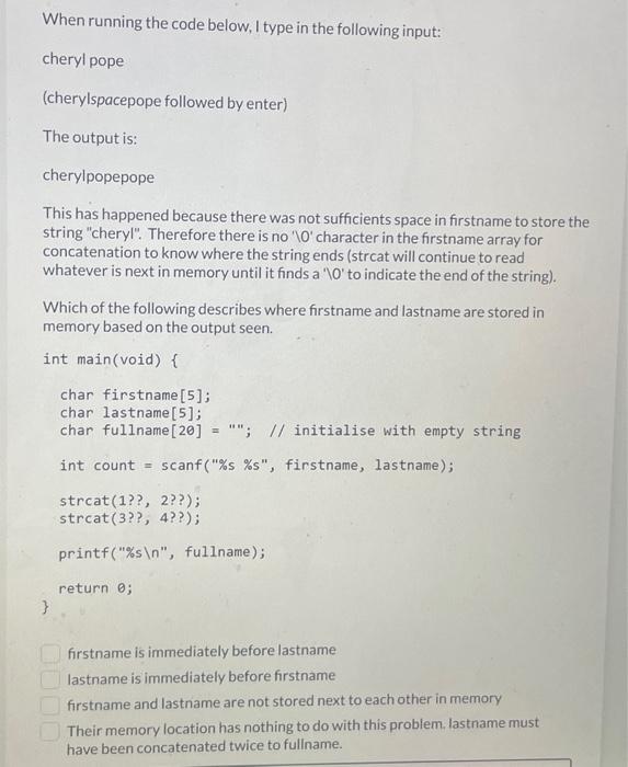Solved You want to read in a name as two strings and then | Chegg.com