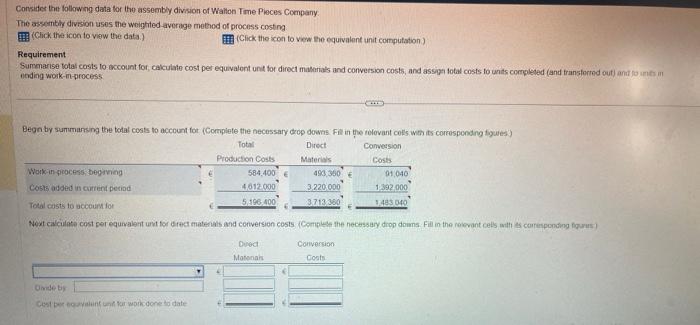 Solved Consider the followng data for the assembly division | Chegg.com