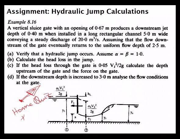Solved Assignment: Hydraulic Jump Calculations Example 8.16 | Chegg.com