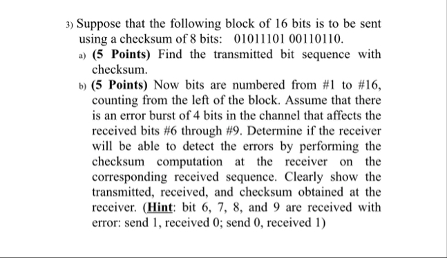 Suppose that the following block of 16 ﻿bits is to be | Chegg.com