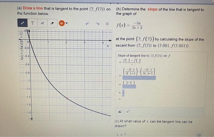 Solved (a) Draw a line that is tangent to the point (2,f(2)) | Chegg.com