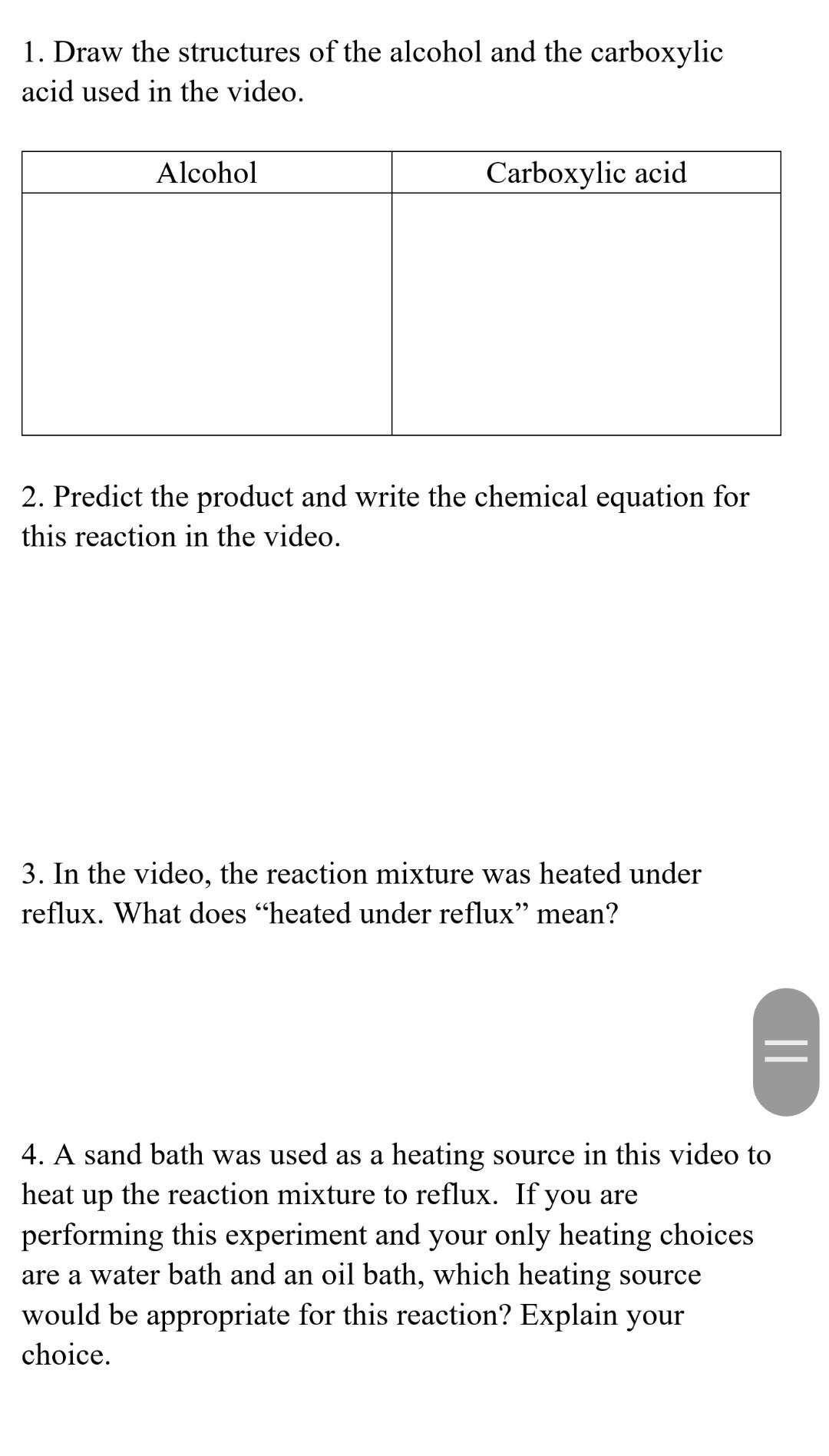 1. Draw the structures of the alcohol and the | Chegg.com
