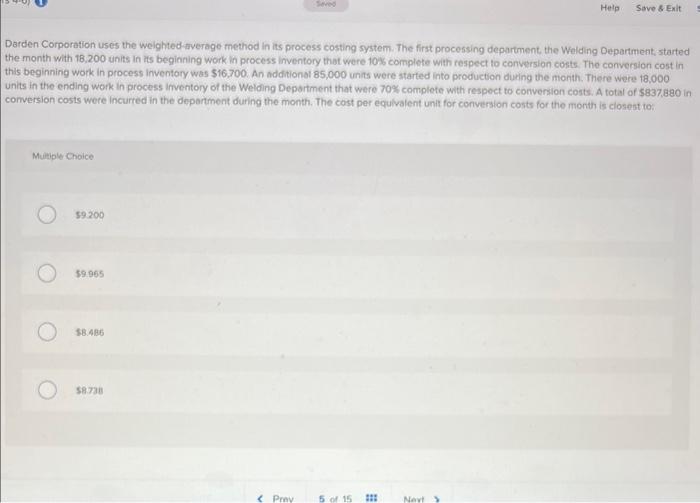 Solved Darden Corporation uses the weighted-average method | Chegg.com Solved Darden Corporation uses the weighted-average method | Chegg.com