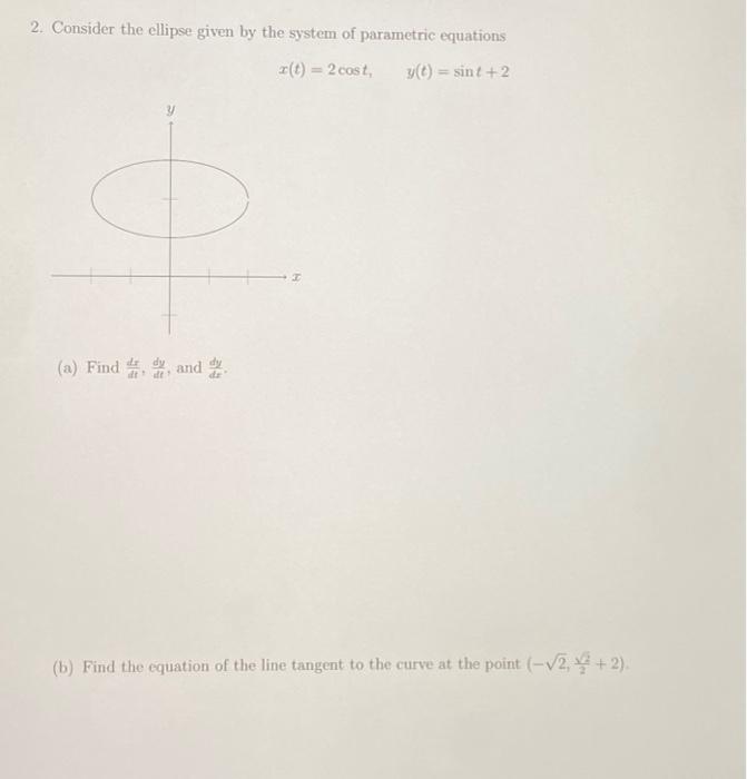 Solved 2. Consider the ellipse given by the system of | Chegg.com