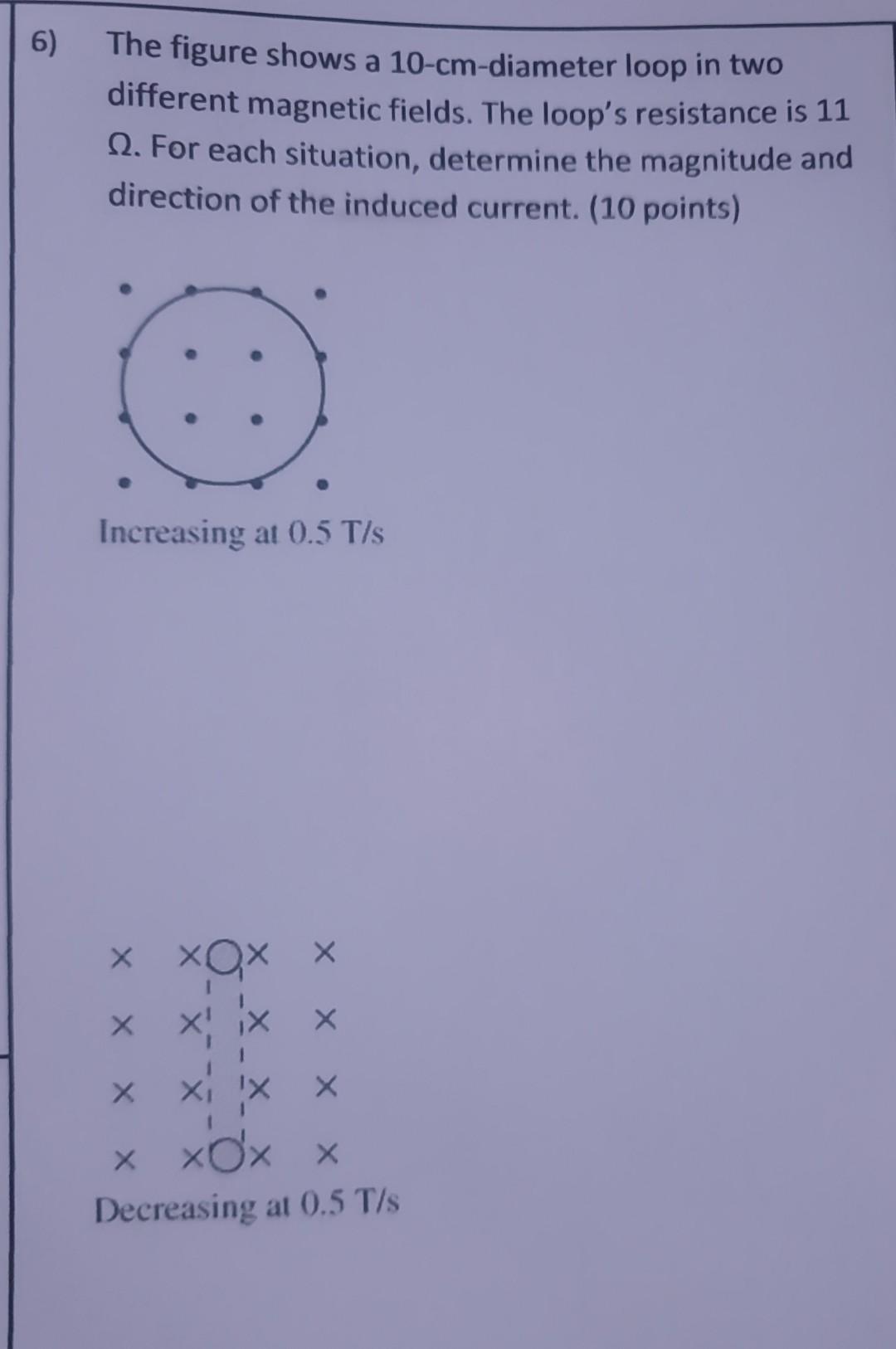 Solved 6) The figure shows a 10-cm-diameter loop in two | Chegg.com