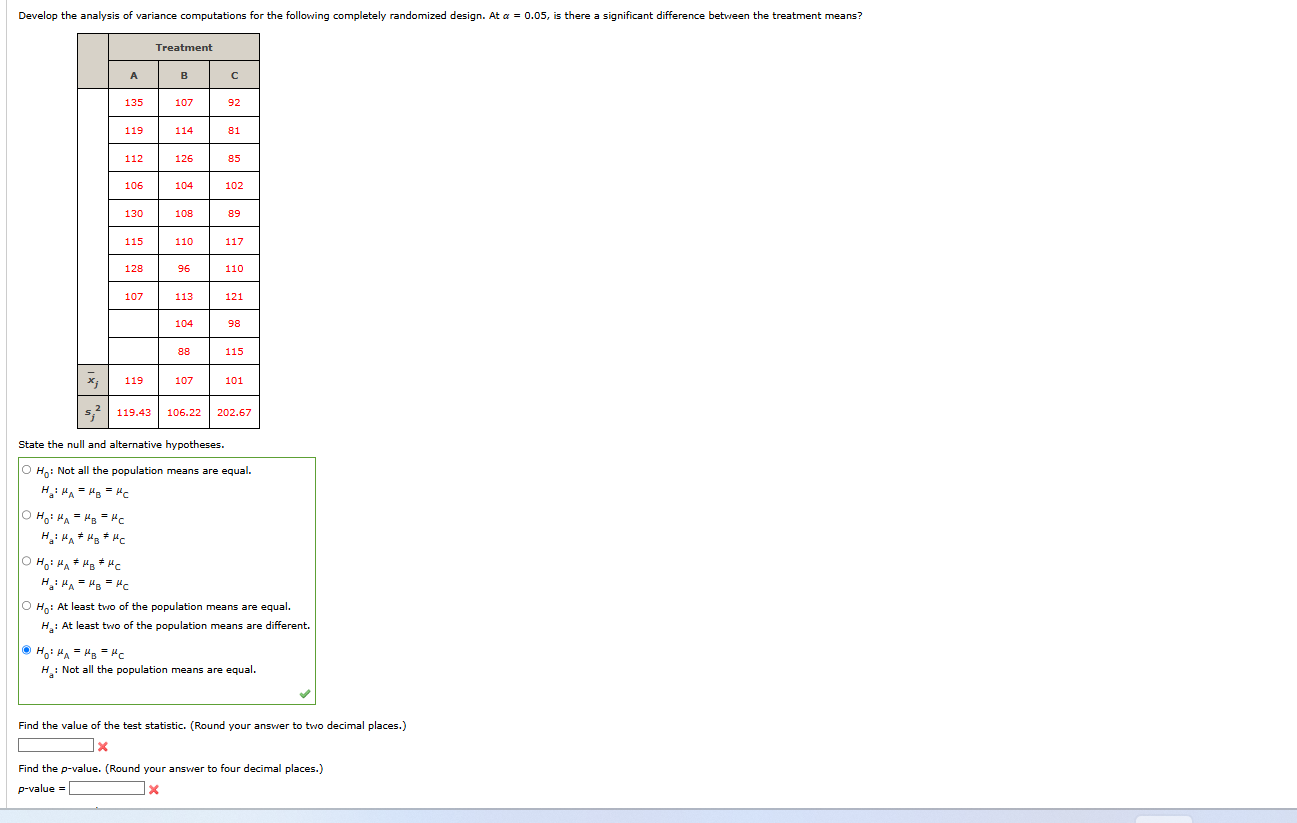 Solved Develop the analysis of ﻿variance computations for | Chegg.com