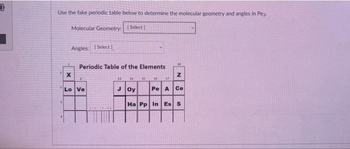 Solved Use the fake periodic table below to determine the | Chegg.com