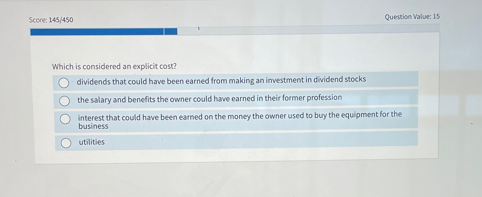 Solved Score: 145450Question Value: 15Which is considered an | Chegg.com