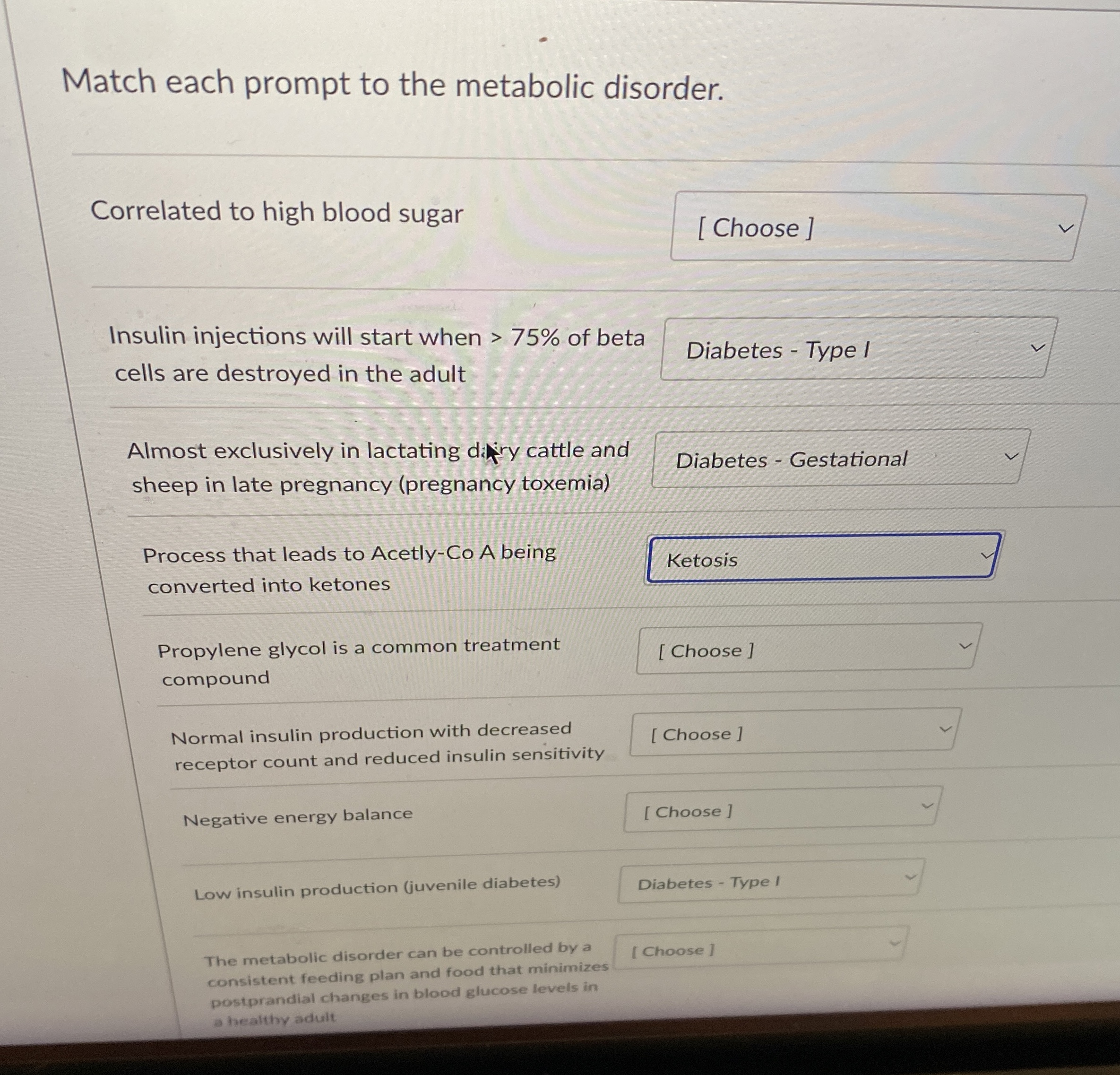 Solved Match each prompt to the metabolic | Chegg.com