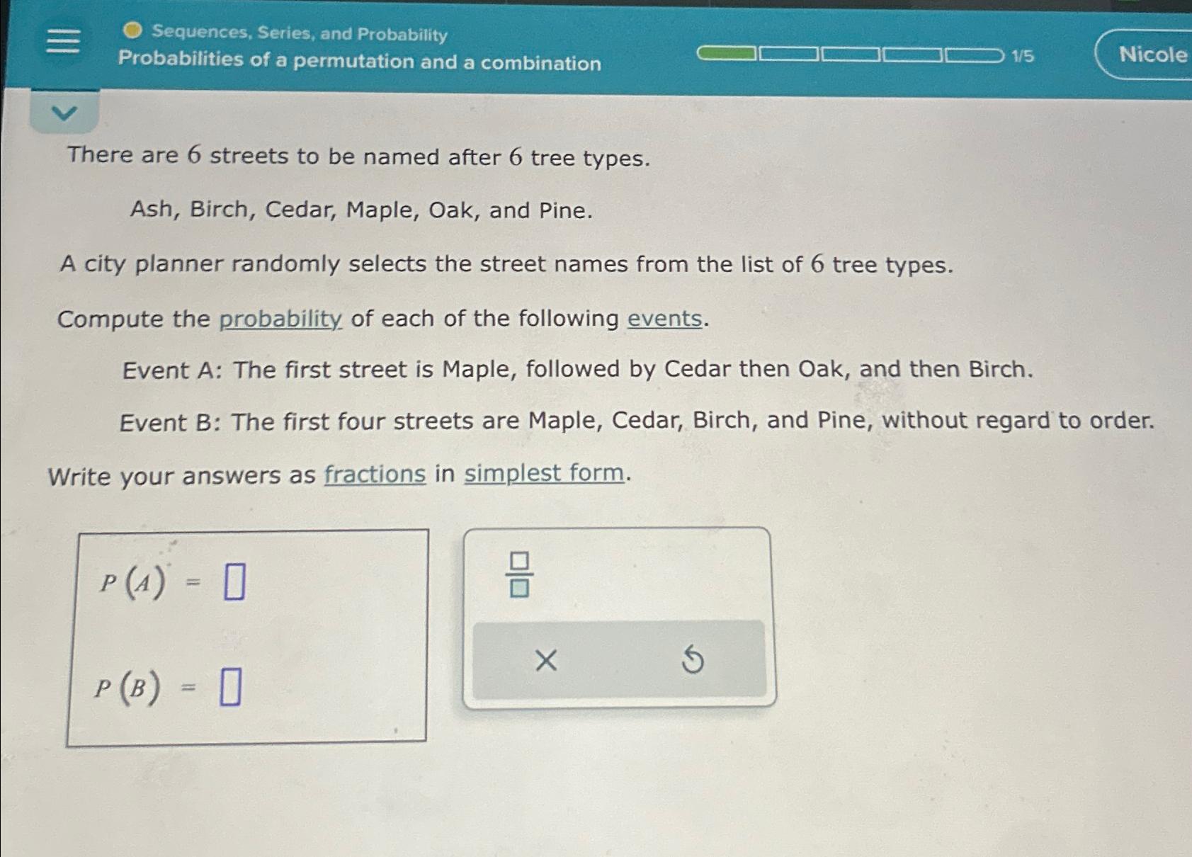 Solved Sequences, Series, and Probability\\nProbabilities of | Chegg.com