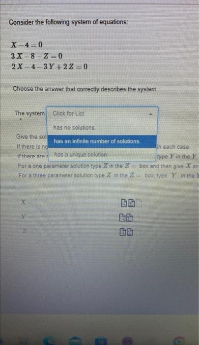 Solved Consider the following system of equations: | Chegg.com