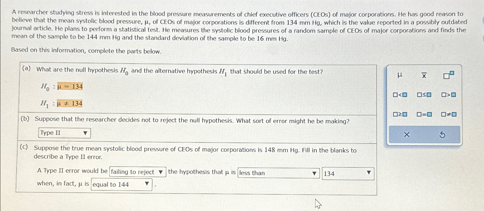 Solved A researcher studying stress is interested in the | Chegg.com
