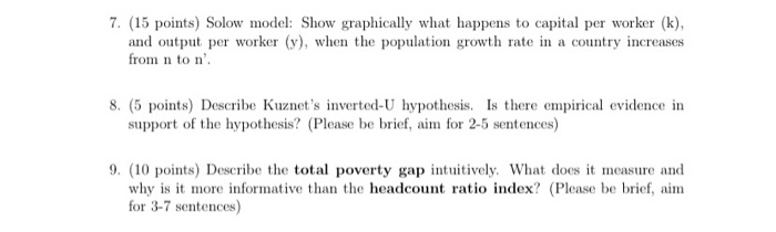 Solved 7. (15 points) Solow model: Show graphically what | Chegg.com