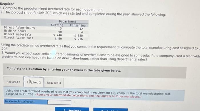 Solved Required: 1. Compute the predetermined overhead rate | Chegg.com