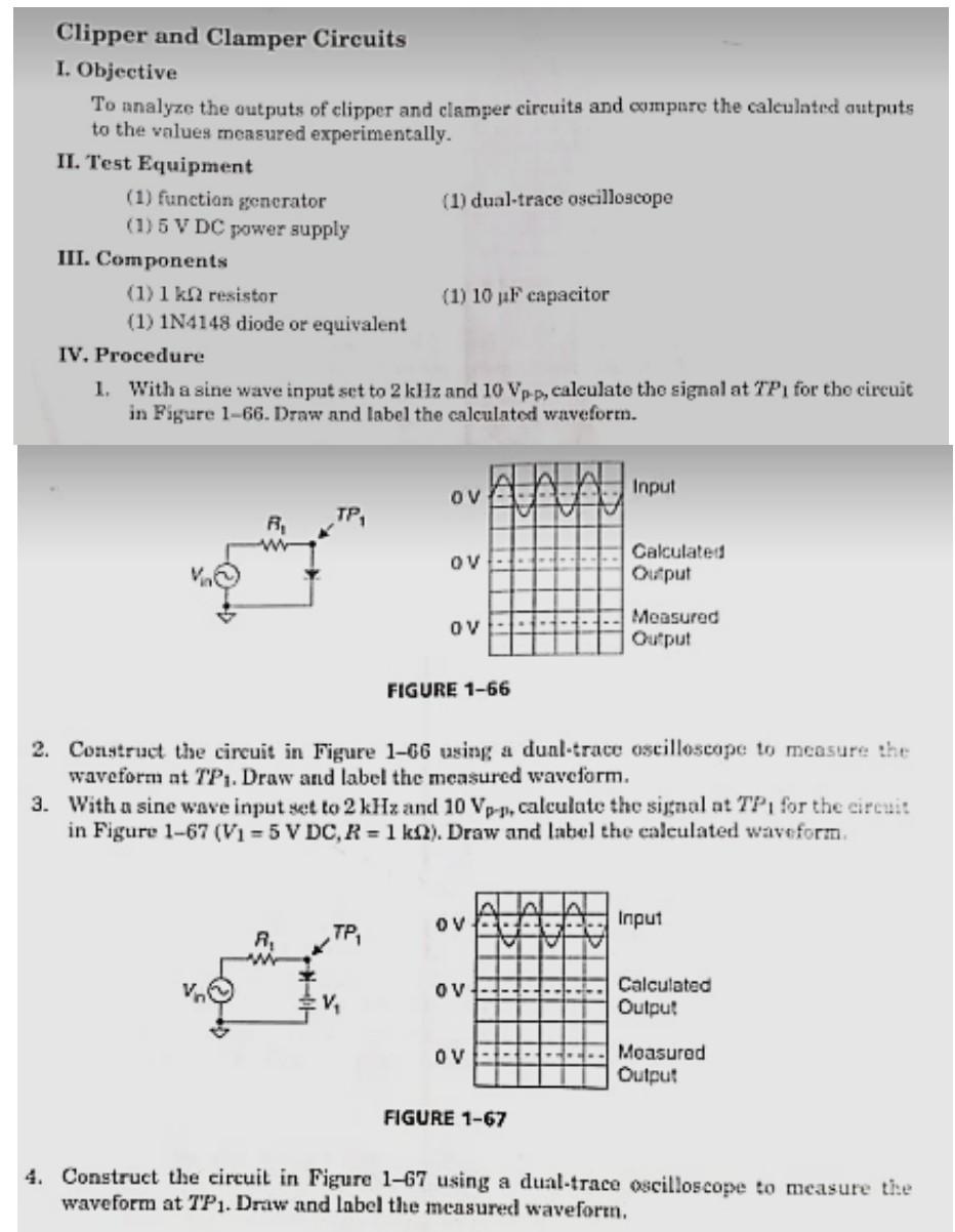 Solved Clipper and Clamper Circuits I. Objective To analyze | Chegg.com
