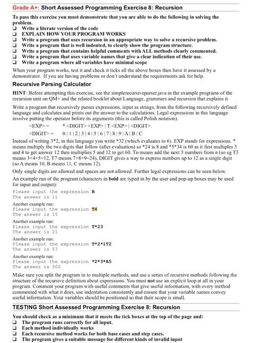 Solved Grade A+: Short Assessed Programming Exercise 8: | Chegg.com Solved Grade A+: Short Assessed Programming Exercise 8: | Chegg.com