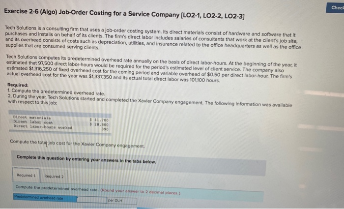 Solved Exercise 2-4 (Algo) Computing Total Job Costs and | Chegg.com