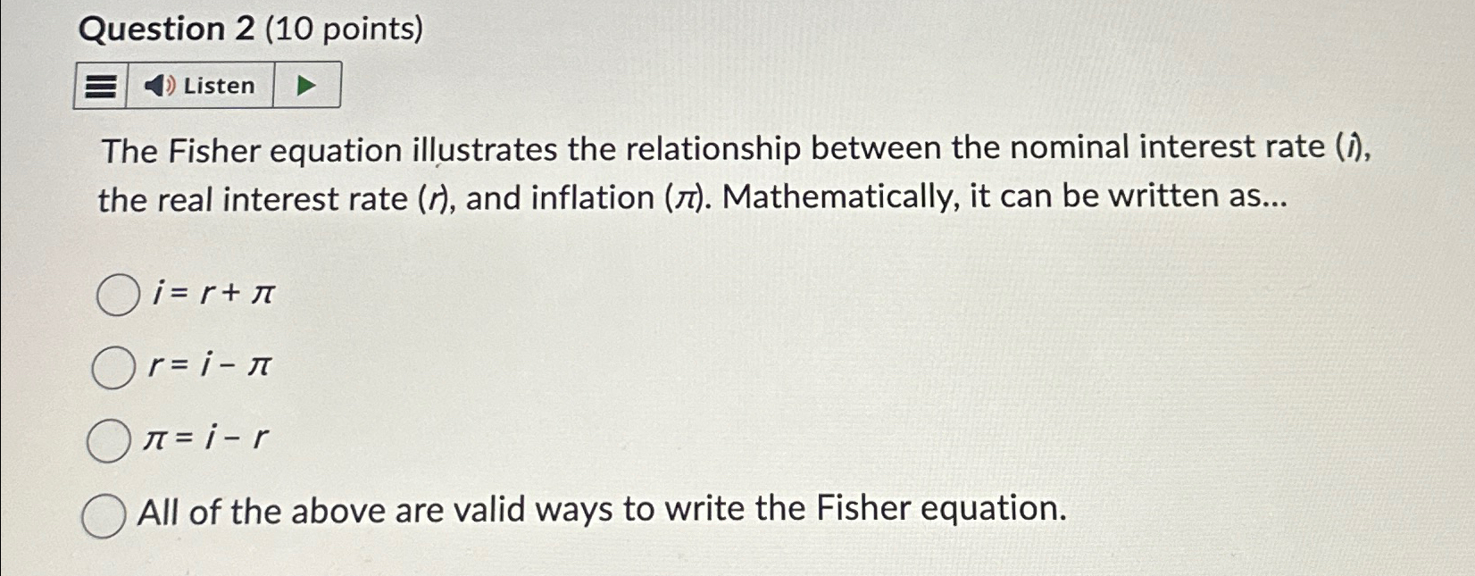 Solved Question 2 (10 ﻿points)The Fisher equation | Chegg.com