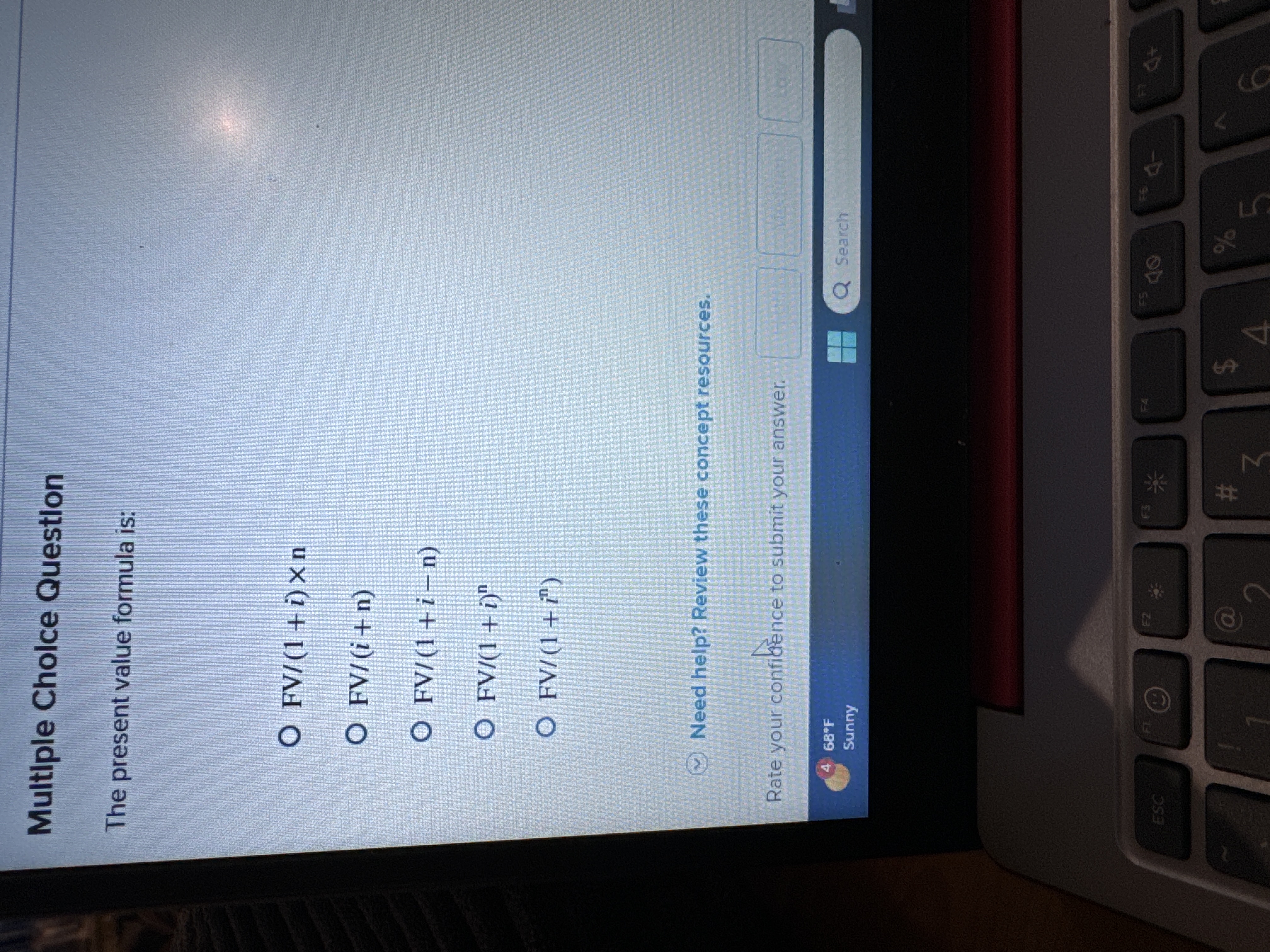 [Solved]: Multiple Choice Question The present value formula