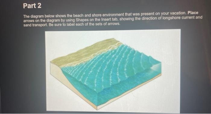 Solved Part 2 The diagram below shows the beach and shore | Chegg.com