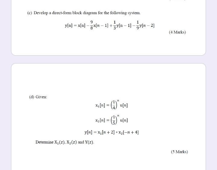 Solved ©) Develop a direct-form block diagram for the | Chegg.com