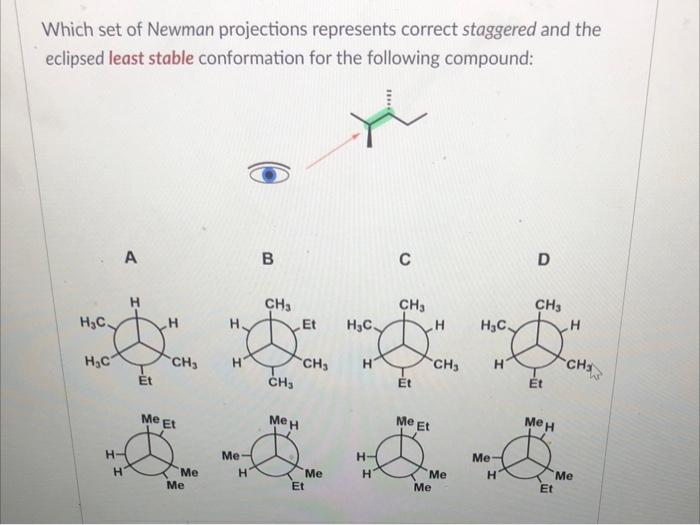 Solved Which set of Newman projections represents correct | Chegg.com