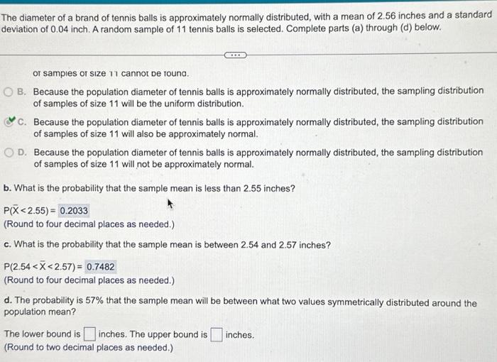 Solved The diameter of a brand of tennis balls is | Chegg.com