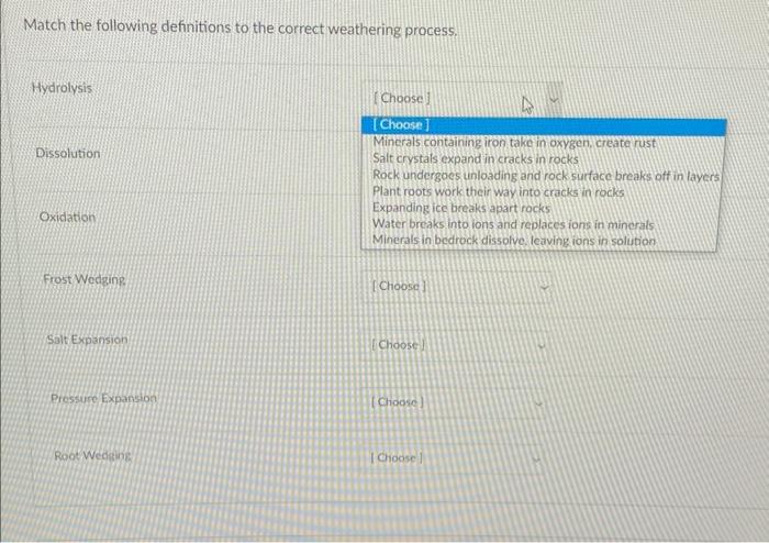 Solved Match the following definitions to the correct | Chegg.com