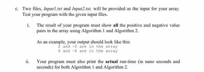 Solved c. Two files, Input1.txt and Input2.txt, will be | Chegg.com