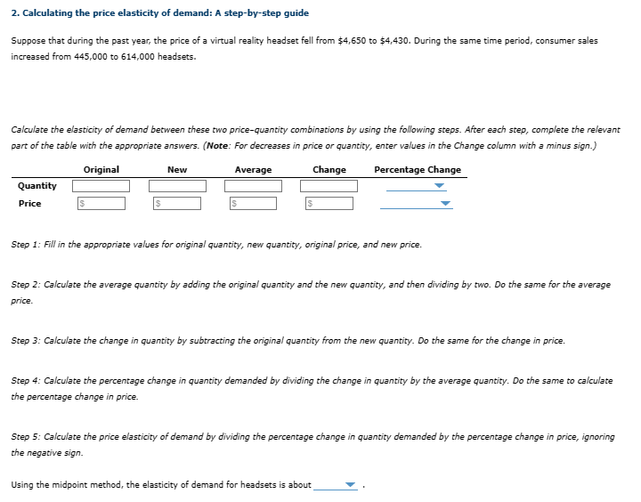 Solved Mirco EconCalculating the price elasticity of demand | Chegg.com
