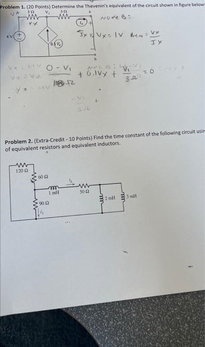Solved Problem 1. (20 Points) Determine the Thevenin's | Chegg.com