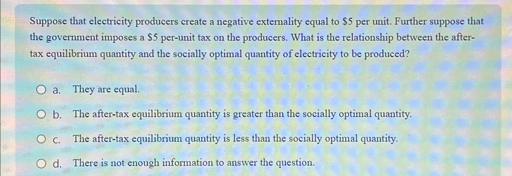 Solved Suppose that electricity producers create a negative | Chegg.com