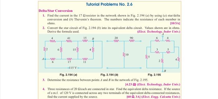 Solved Delta/Star Conversion 1. Find the current in the 17Ω | Chegg.com