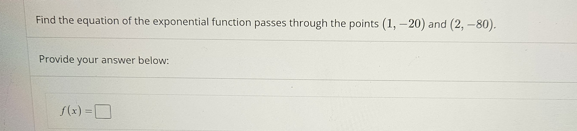Solved Find the equation of the exponential function passes | Chegg.com