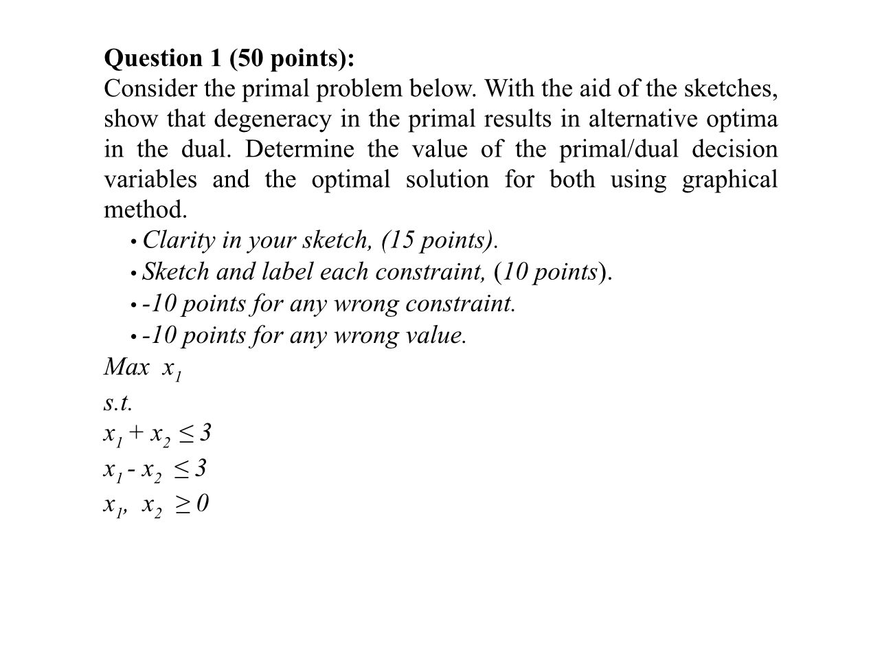 Solved Question 1 (50 points):Consider the primal problem | Chegg.com Solved Question 1 (50 points):Consider the primal problem | Chegg.com
