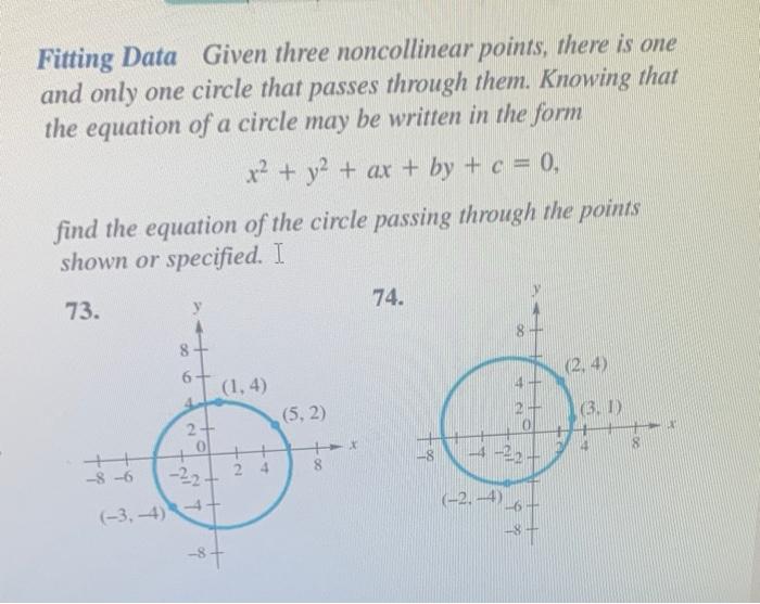 Solved Fitting Data Given three noncollinear points, there | Chegg.com