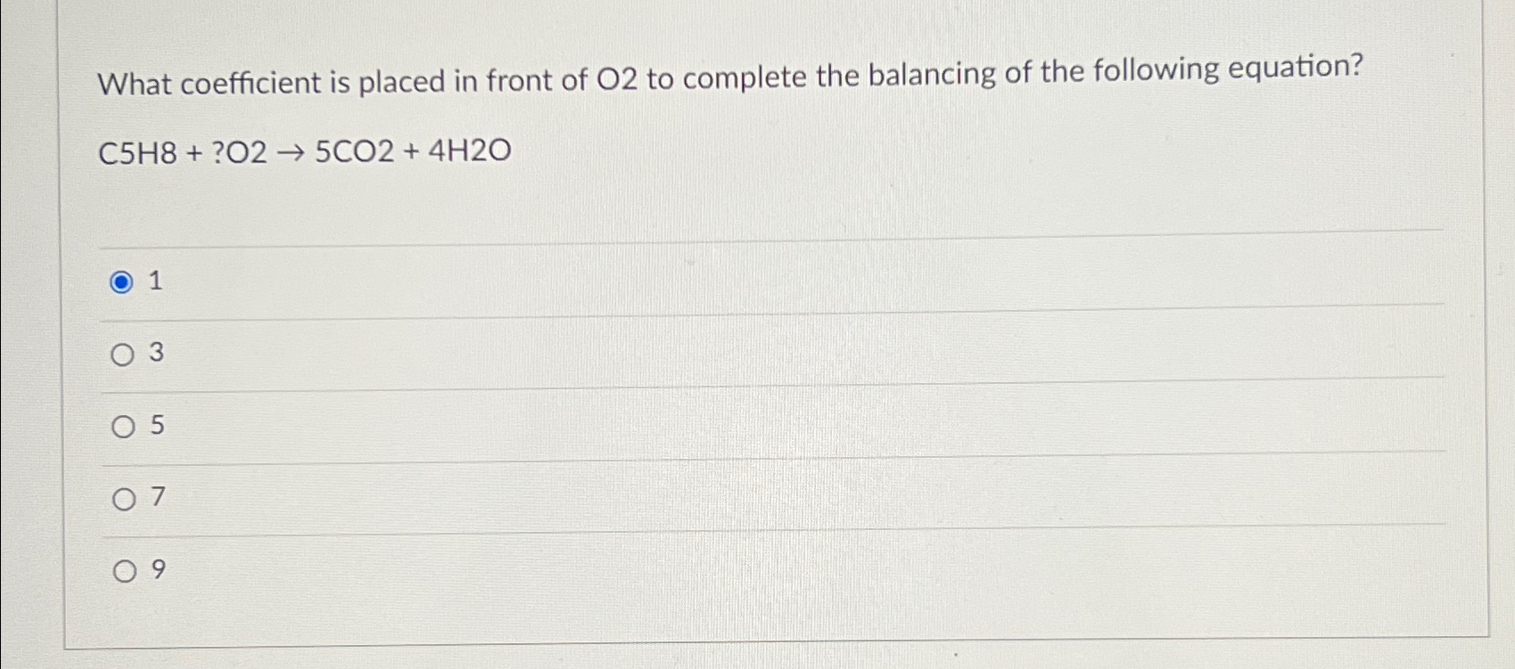 Solved What coefficient is placed in front of O2 ﻿to | Chegg.com