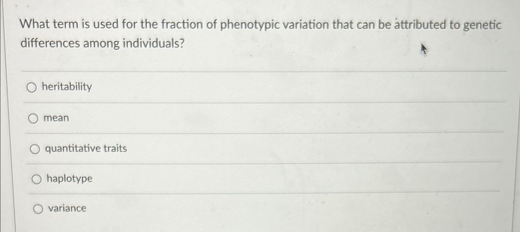 Solved What term is used for the fraction of phenotypic | Chegg.com