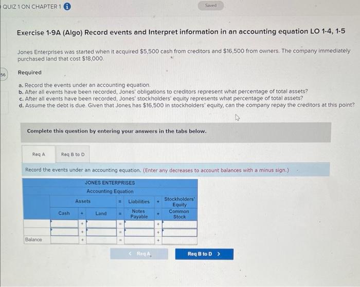 Solved Exercise 1-9A (Algo) Record events and Interpret | Chegg.com