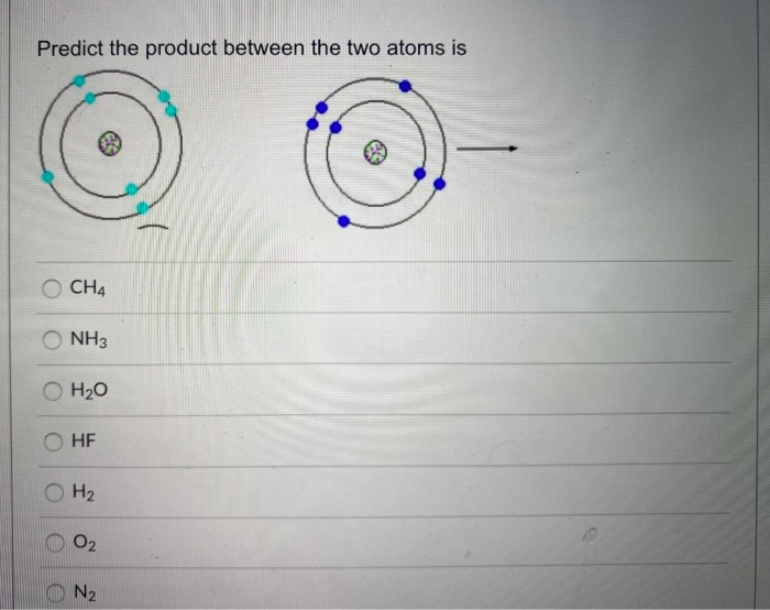 Solved Predict the product between the two atoms is CH4 NH3 | Chegg.com