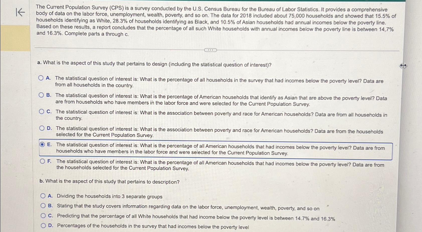 Solved The Current Population Survey (CPS) ﻿is a survey | Chegg.com