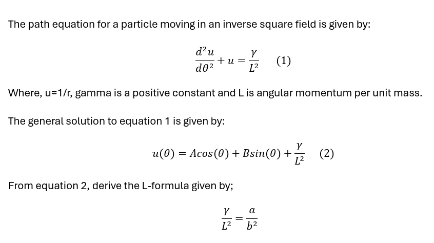 Solved The path equation for a particle moving in an inverse | Chegg.com