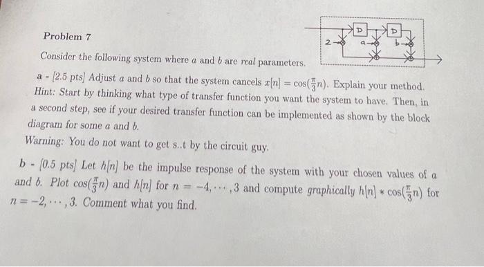 Solved Problem 7 Consider the following system where a and b | Chegg.com