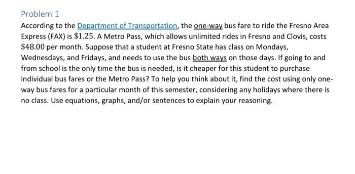 Solved Problem 1 According to the Department of | Chegg.com