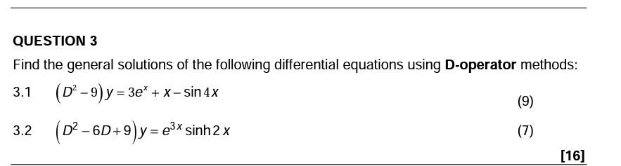 Solved Find the general solutions of the following | Chegg.com