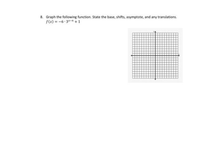 Solved 8. Graph the following function. State the base, | Chegg.com